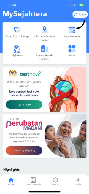 How To Make A Health Appointment Using MySejahtera